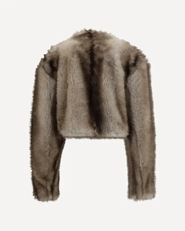 Max Mara Quantu Short Faux Fur Jacket Feale - Grey