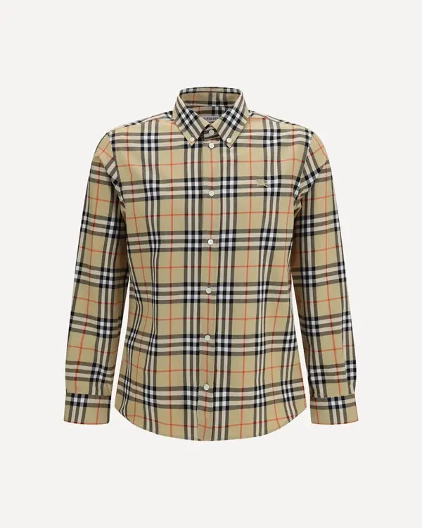 Burberry Check Cotton Shirt Mae - Beige