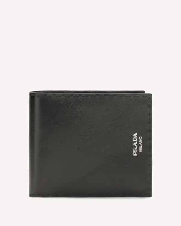 Prada Antiqued Leather Wallet - Black