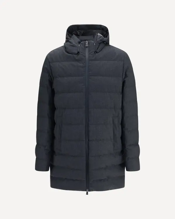 Herno Long Padded Hooded Jacket - Grey