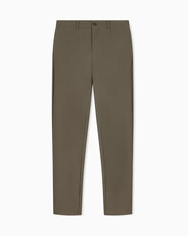 Giorgio Armani Flat Front Trousers In A Technical Gaufré Honeycomb Fabric - Brown