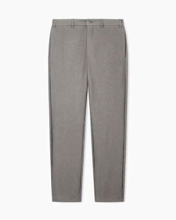Giorgio Armani Flat Front Trousers In A Technical Gaufré Honeycomb Fabric - Grey