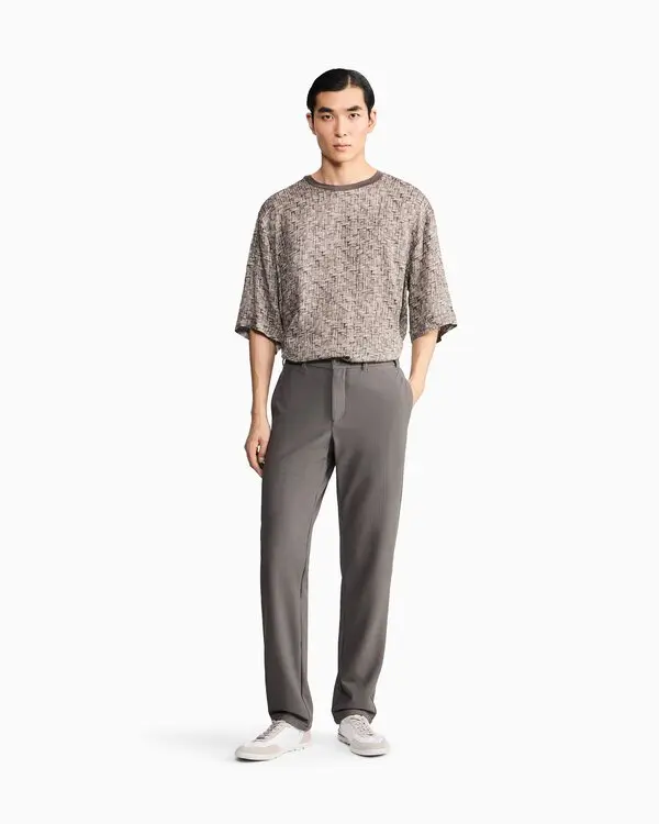 Giorgio Armani Flat Front Trousers In A Technical Gaufré Honeycomb Fabric - Grey