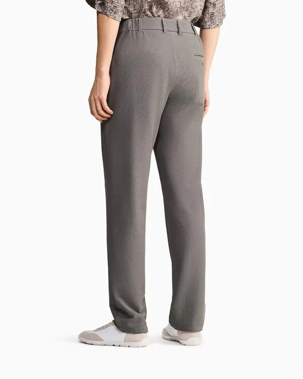 Giorgio Armani Flat Front Trousers In A Technical Gaufré Honeycomb Fabric - Grey