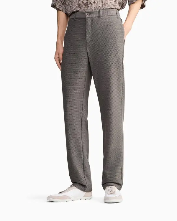 Giorgio Armani Flat Front Trousers In A Technical Gaufré Honeycomb Fabric - Grey