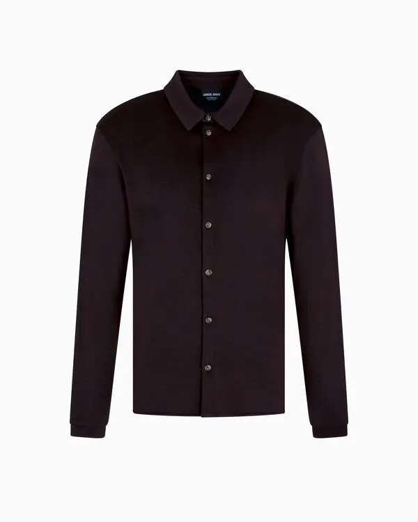 Giorgio Armani Shirt Cashmere Interlock Jersey Regular Fit - Brown