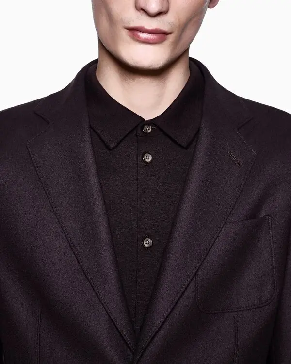 Giorgio Armani Shirt Cashmere Interlock Jersey Regular Fit - Brown