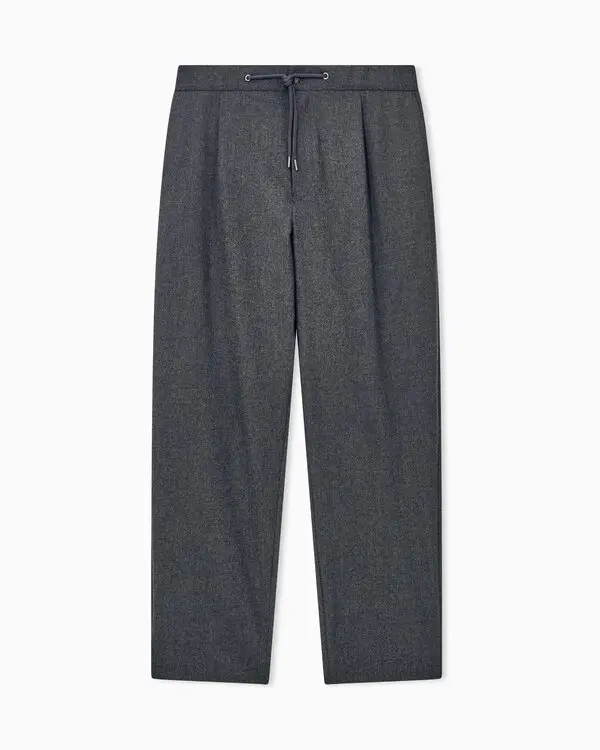 Giorgio Armani Trouser Cashmere Regular Fit Solid Stretch Drap - Grey