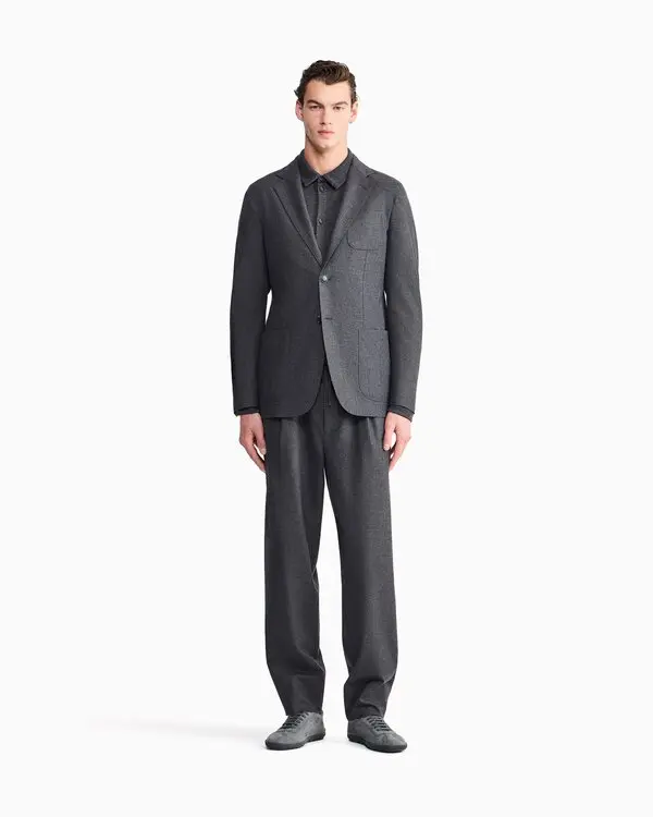 Giorgio Armani Trouser Cashmere Regular Fit Solid Stretch Drap - Grey