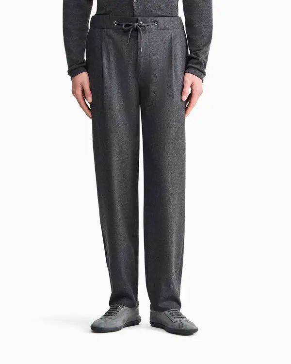 Giorgio Armani Trouser Cashmere Regular Fit Solid Stretch Drap - Grey