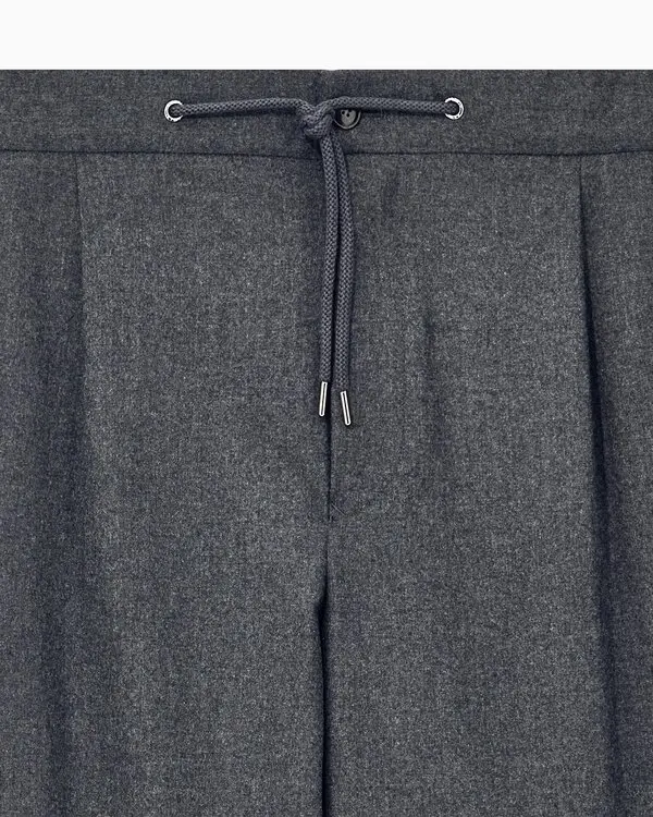 Giorgio Armani Trouser Cashmere Regular Fit Solid Stretch Drap - Grey