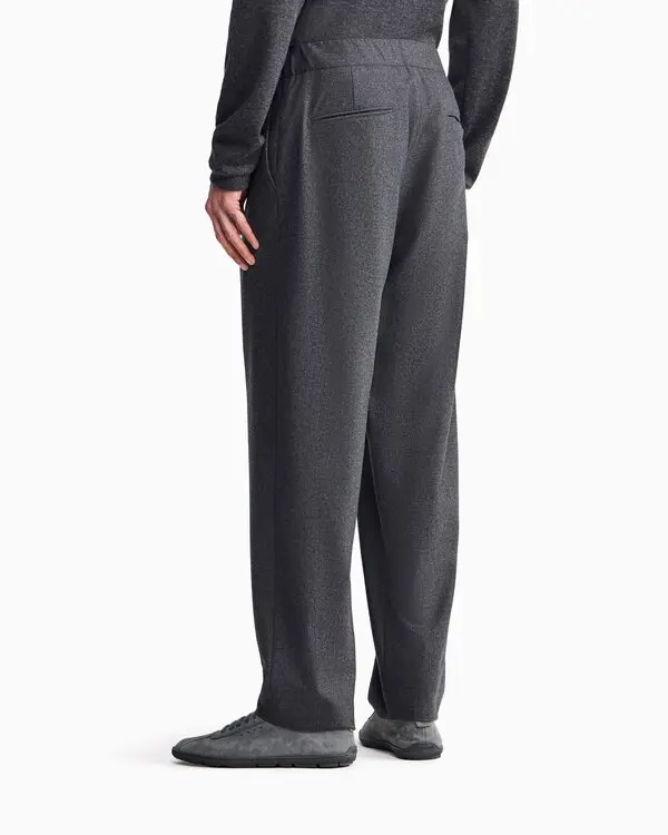 Giorgio Armani Trouser Cashmere Regular Fit Solid Stretch Drap - Grey