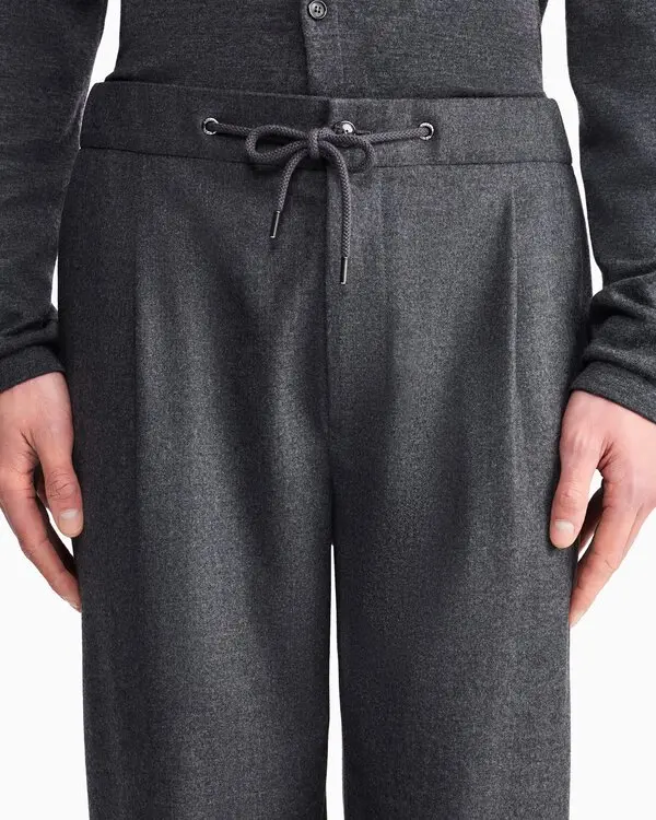 Giorgio Armani Trouser Cashmere Regular Fit Solid Stretch Drap - Grey