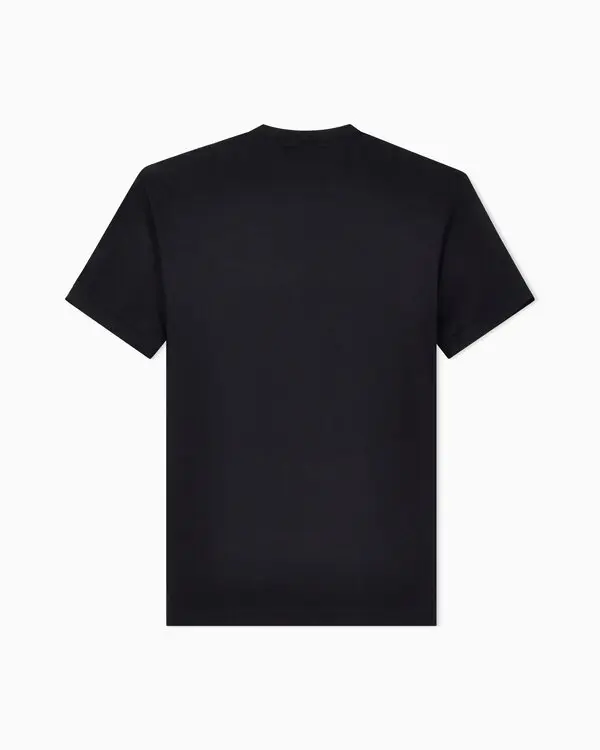 Giorgio Armani Stretch T-shirt In Viscose With Crew Neck And Logo - Black