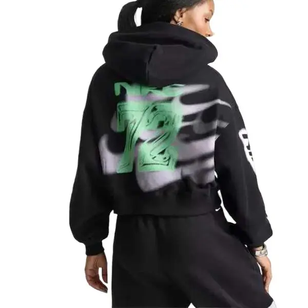 Nike Studio Fleece Medium Weight Cropped Oversized Hoodie 'total Black Sail