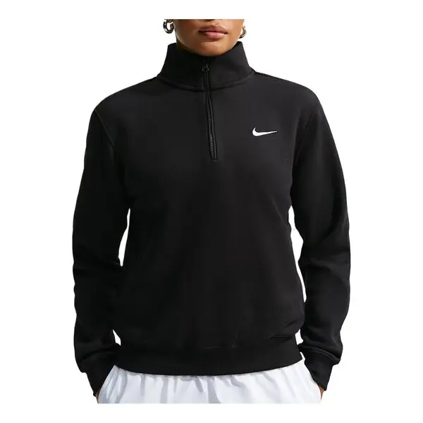 Nike Studio Fleece Medium Weight 1/4-zip Top 'total Black Sail