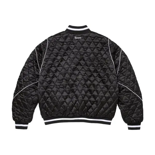 Supreme X Champion Fw26 Quilted Satin Varsity Jacket