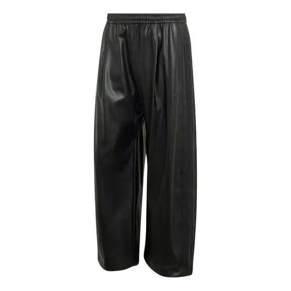 Adidas Stadium Oversized Fit Fake Leather Full Length Open Hem Pants Asia Sizing