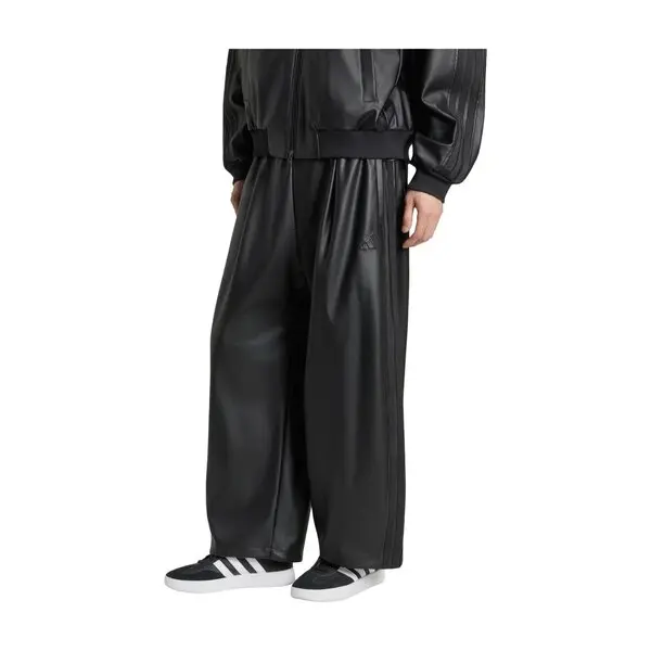 Adidas Stadium Oversized Fit Fake Leather Full Length Open Hem Pants Asia Sizing