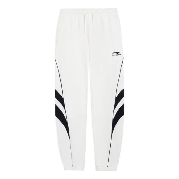 LI-NING Color Block Graphic Sweatpants 'white Black