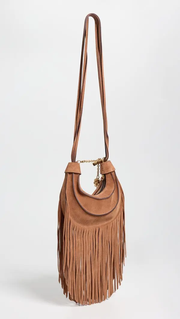 Farm Rio Suede Hobo Large Fringes Banana Bag