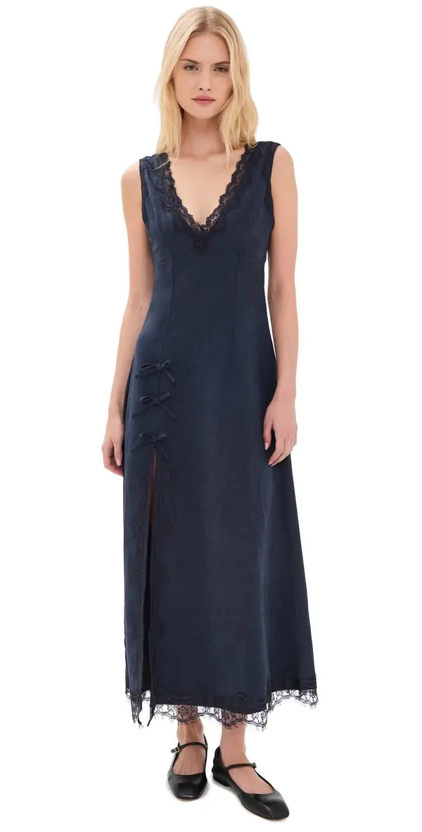 Moon River Lace Insert Midi Dress