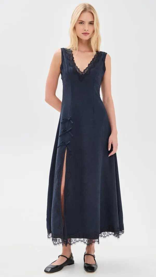 Moon River Lace Insert Midi Dress