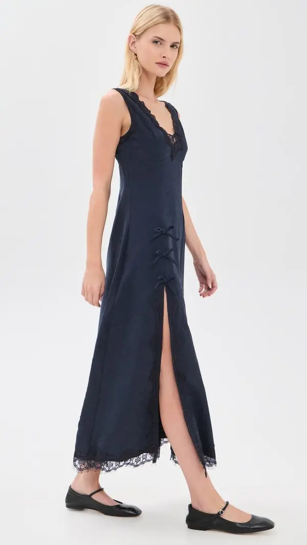 Moon River Lace Insert Midi Dress
