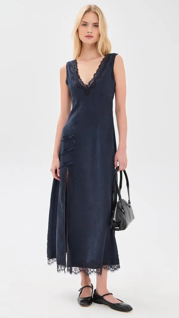 Moon River Lace Insert Midi Dress