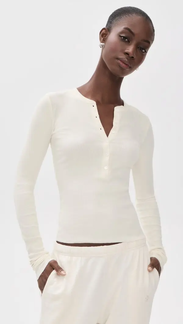 Eterne Long Sleeve Henley Top