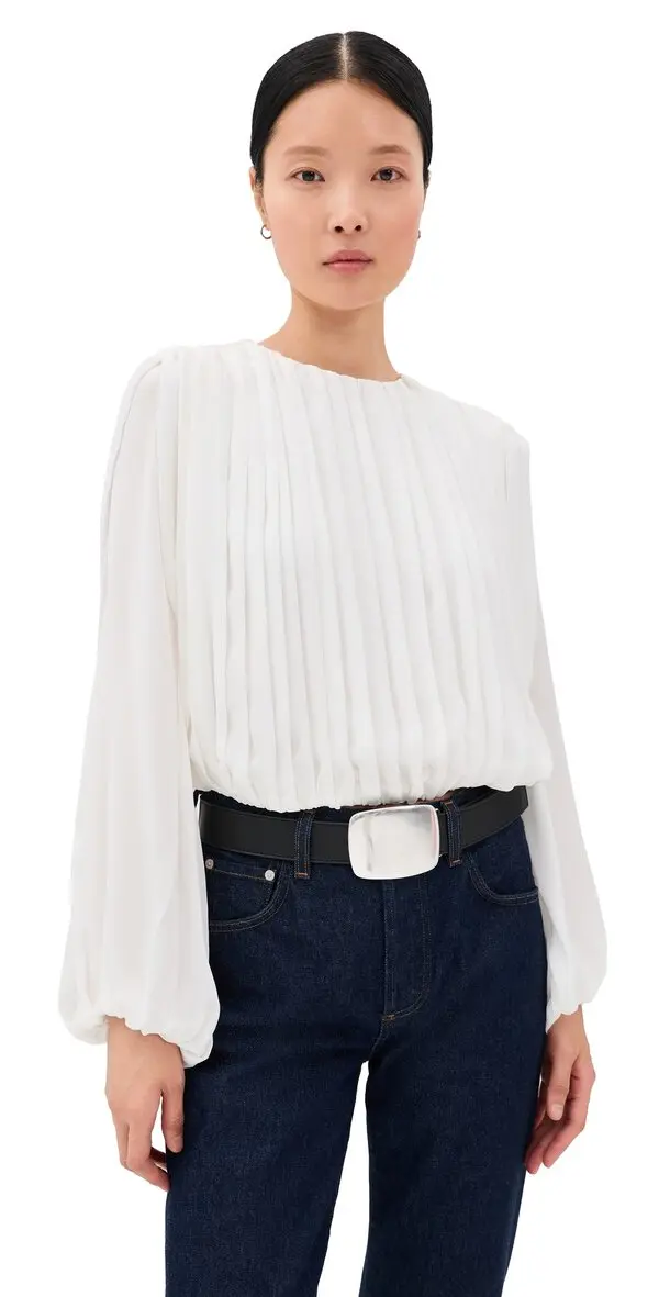 Simkhai Frida Silk Blouse - Oyster