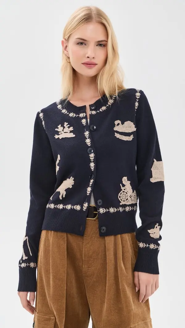 Sea Margeurite Lace Patch Cardigan
