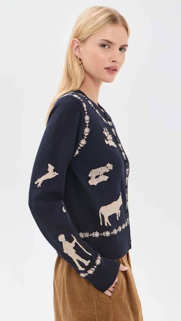 Sea Margeurite Lace Patch Cardigan