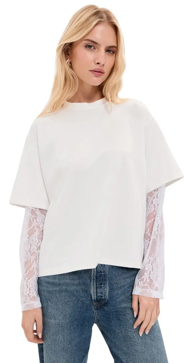LE BOP Lucy Double Lace Tee - White