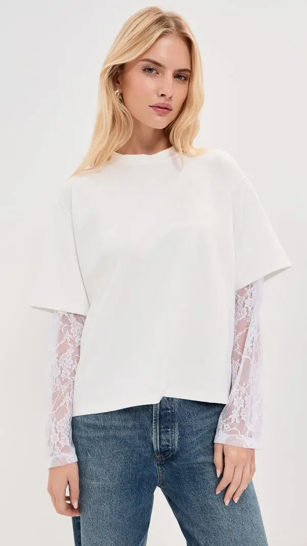 LE BOP Lucy Double Lace Tee - White