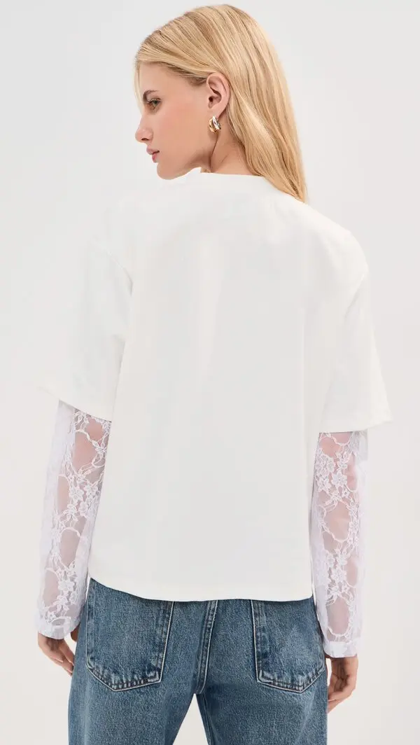 LE BOP Lucy Double Lace Tee - White