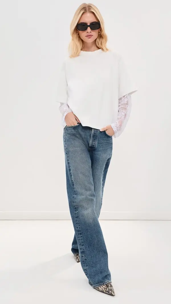 LE BOP Lucy Double Lace Tee - White