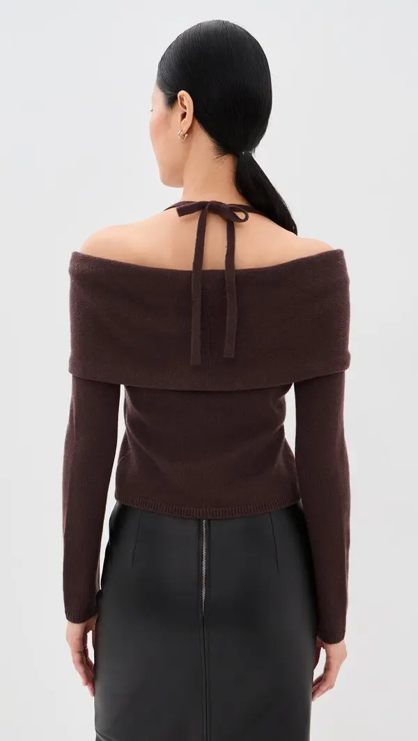 Simkhai Cambria Long Sleeve Off Shoulder Top - Chocolate