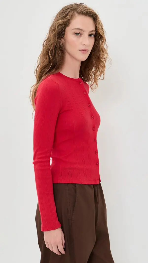 DAZE Stargazer Pointelle Cardigan - Cherry Bomb