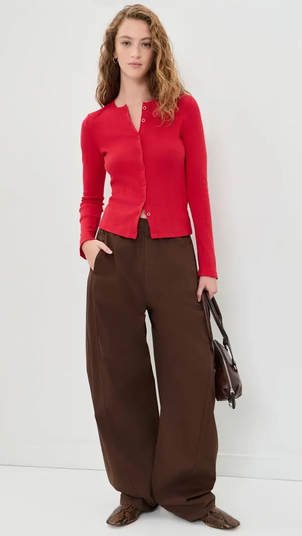 DAZE Stargazer Pointelle Cardigan - Cherry Bomb