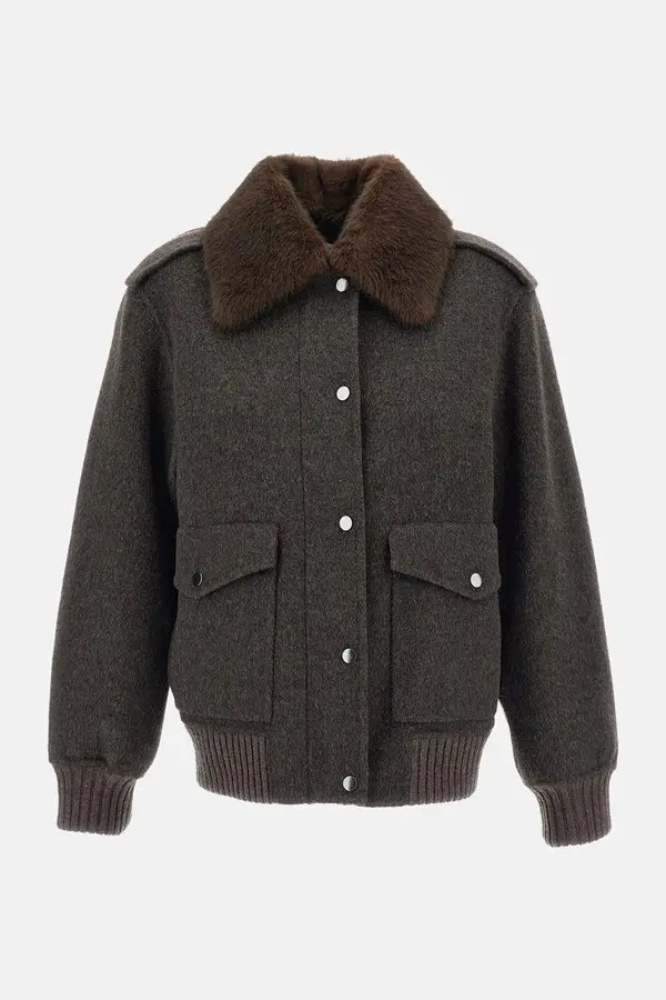 PAROSH Giubbotto Bomber Pilot In Lana - Marrone