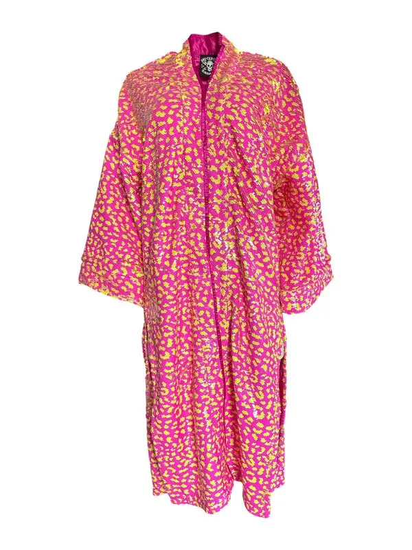 ANY OLD IRON Yellow / Pink Sequin Neon Cheetah Duster