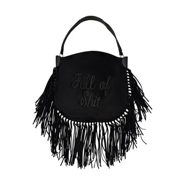 LILLY LOVES Full Of Shit Tassel Handbag - Black