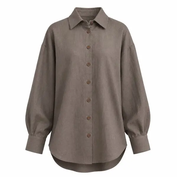 IDYLLO Brown / Black Linen Shirt Brown