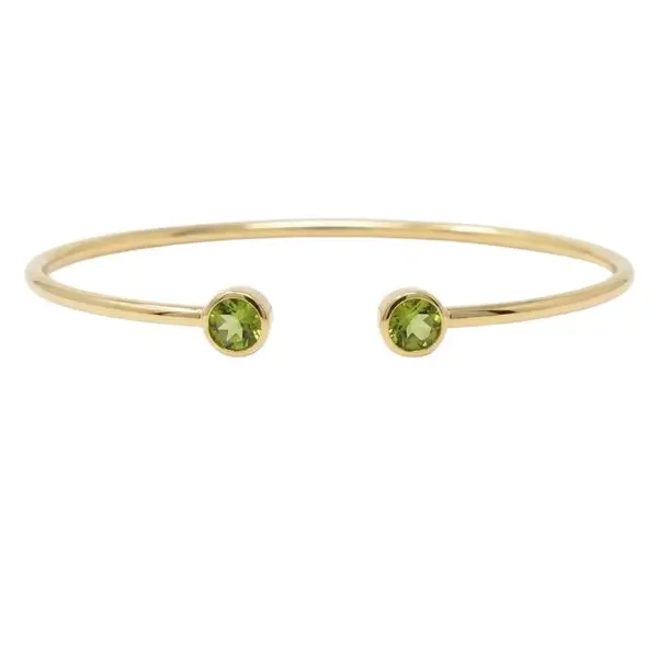 HARFI Vermeil Dainty Peridot August Birthstone Bangle - Gold