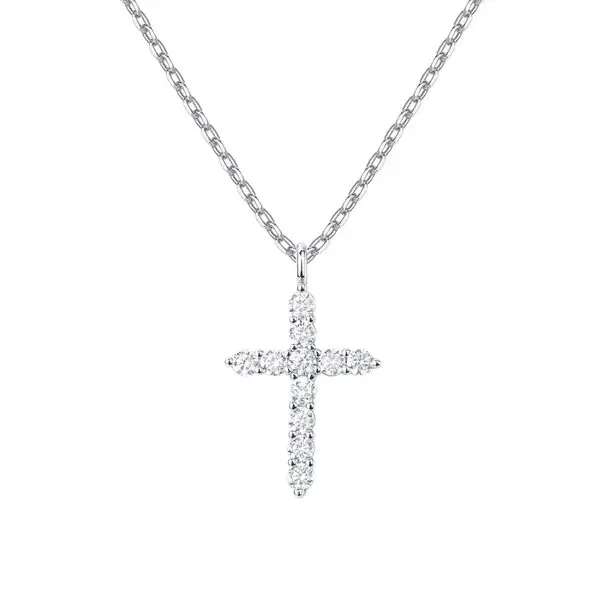 HARFI Sterling Sparkling Cross Pendant Necklace - Silver