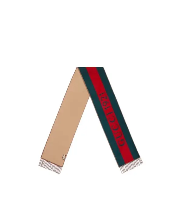 Gucci Web Jacquard Fringed Edge Scarf