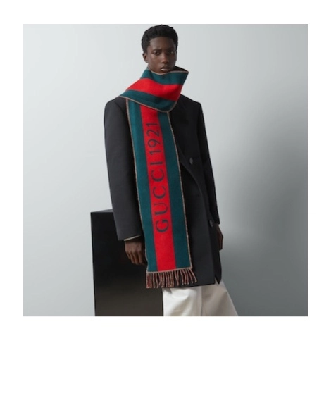 Gucci Web Jacquard Fringed Edge Scarf