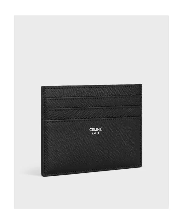 Celine Large Card Holder In Grained Calfskin
