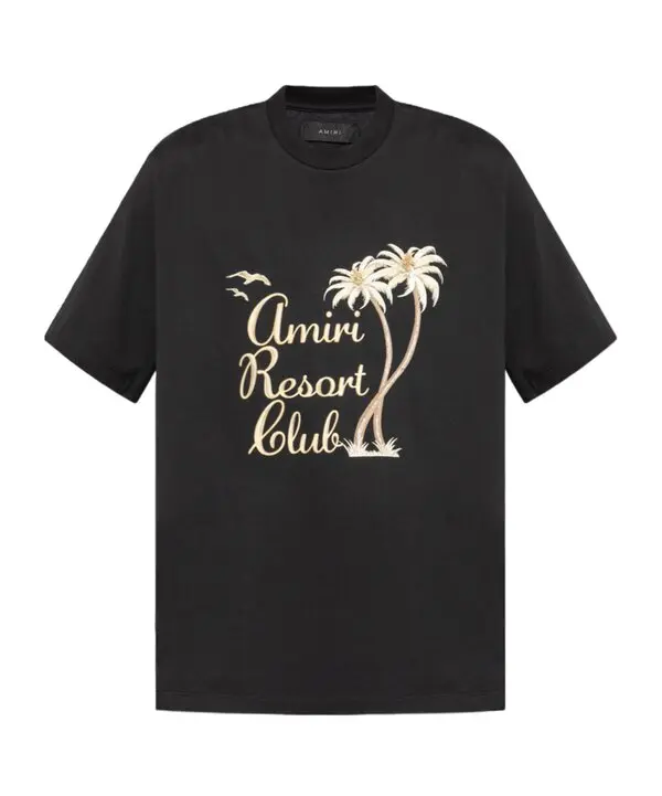 Amiri Palm Tree Printed Crewneck T-shirt - Black